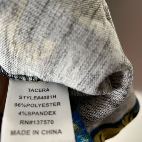 Tacera | Dresses | Tacera Gold Blue Paisley Print Shirt Dress M Nwt ...